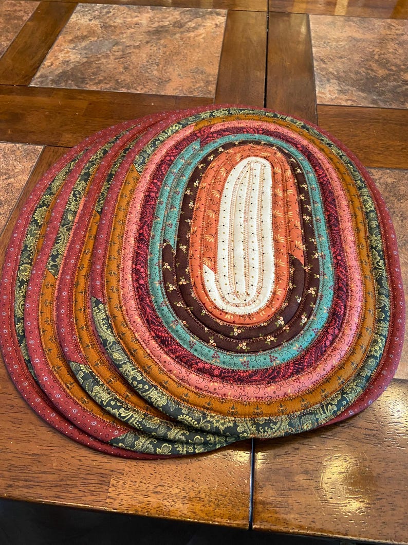 Jelly Roll Place Mats, Kim Diehl Fabric Home Decor, Handcrafted Place ...