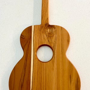 Handmade Teak Wood Acoustic Guitar Charcuterie Board - Rustic Music ...