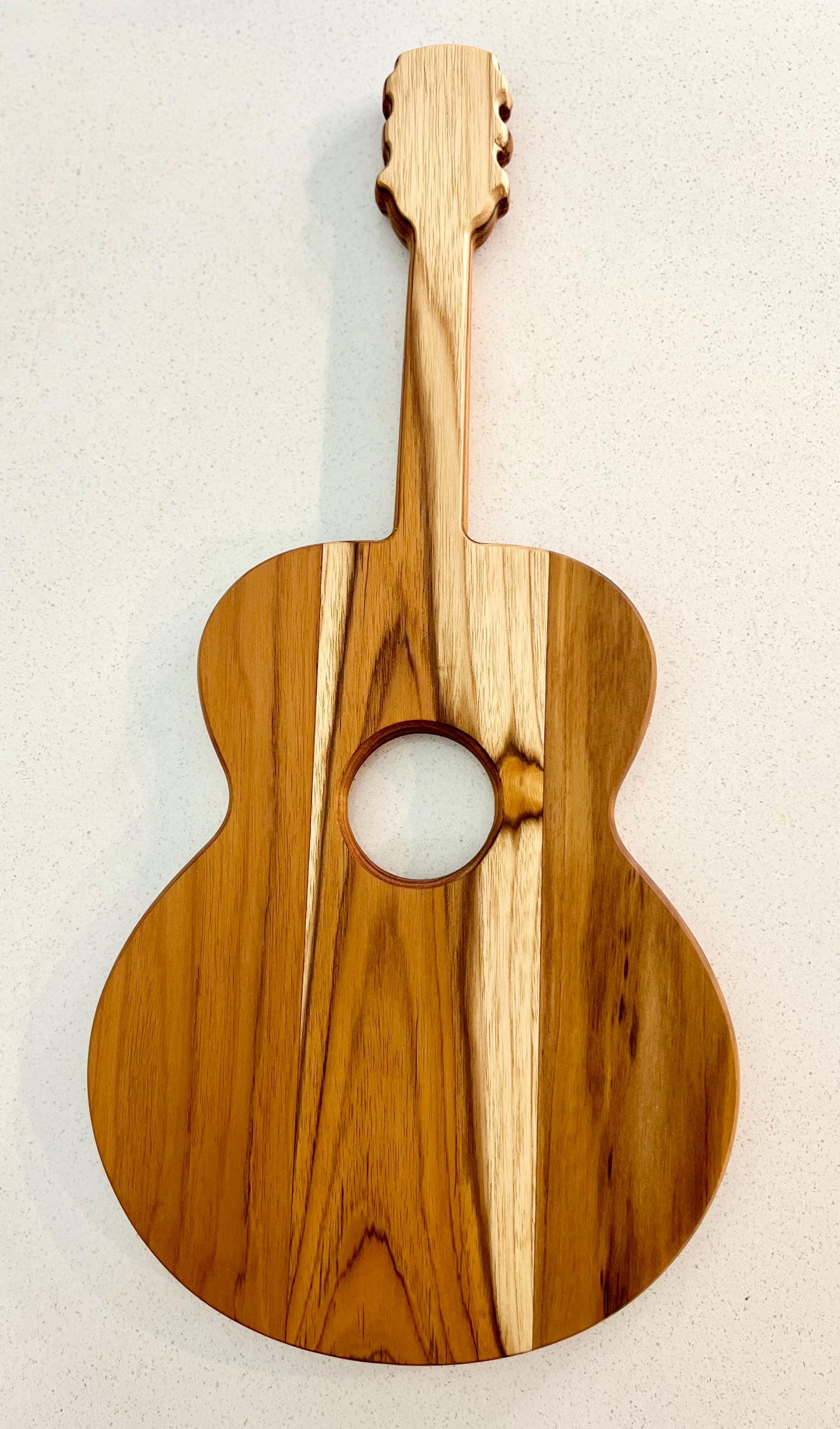 Handmade Teak Wood Acoustic Guitar Charcuterie Board - Rustic Music ...