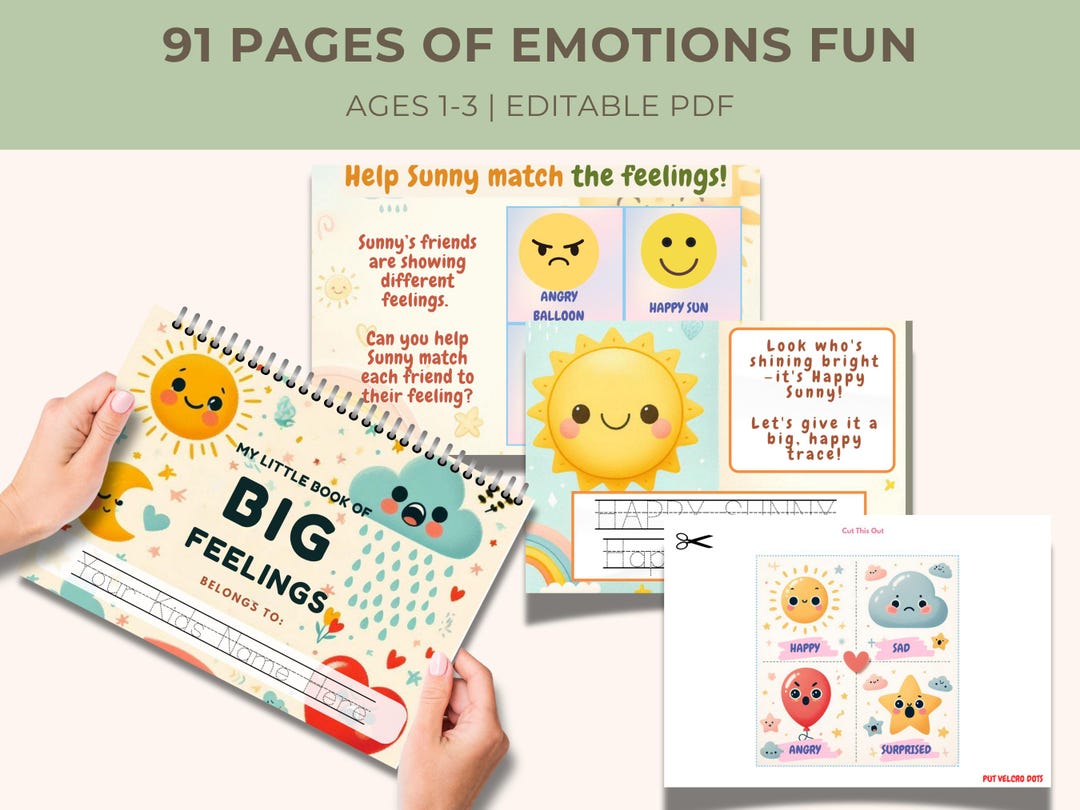 Emotions Busy Book PDF for Toddlers – Editable Emotion Matching & Cards ...