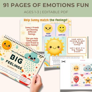 Emotions Busy Book PDF for Toddlers – Editable Emotion Matching & Cards ...