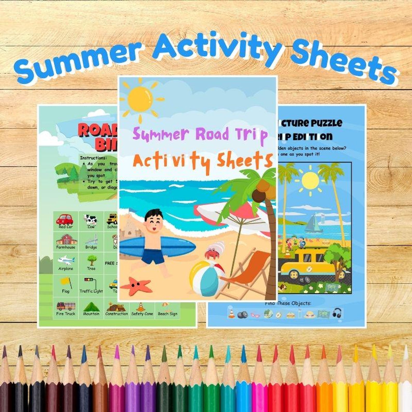 Summer Road Trip Activity Sheets for Kids - Etsy