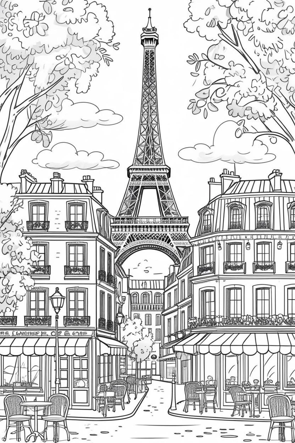 Paris Coloring Pages for Kids – Set of 20 Cute Printable Scenes ...