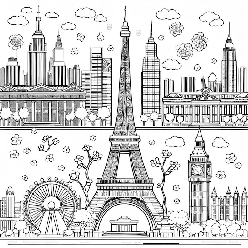 Paris Coloring Pages for Kids – Set of 20 Cute Printable Scenes ...