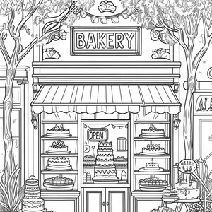Cozy Storefronts Coloring Pages – 20 Cute Facade Illustrations (cafes ...