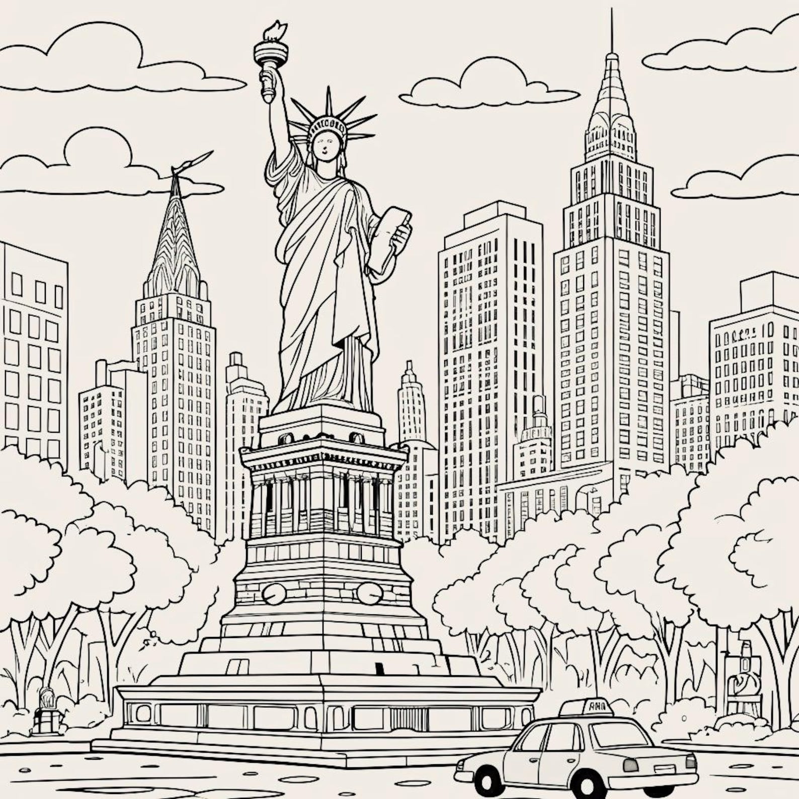 New York City Coloring Page for Kids – Fun Printable NYC Landmark Scene ...