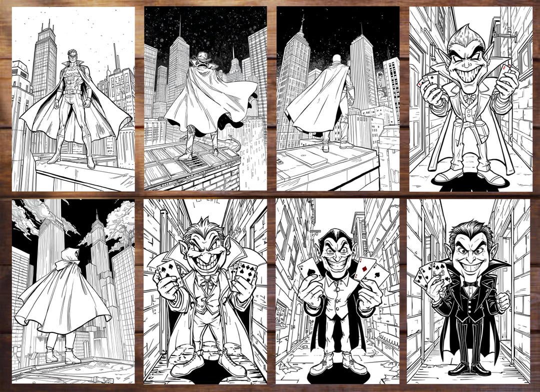 Mischievous Villain Coloring Pages – 10 Printable Comic-style Line Art ...
