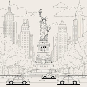 New York City Coloring Page for Kids – Fun Printable NYC Landmark Scene ...
