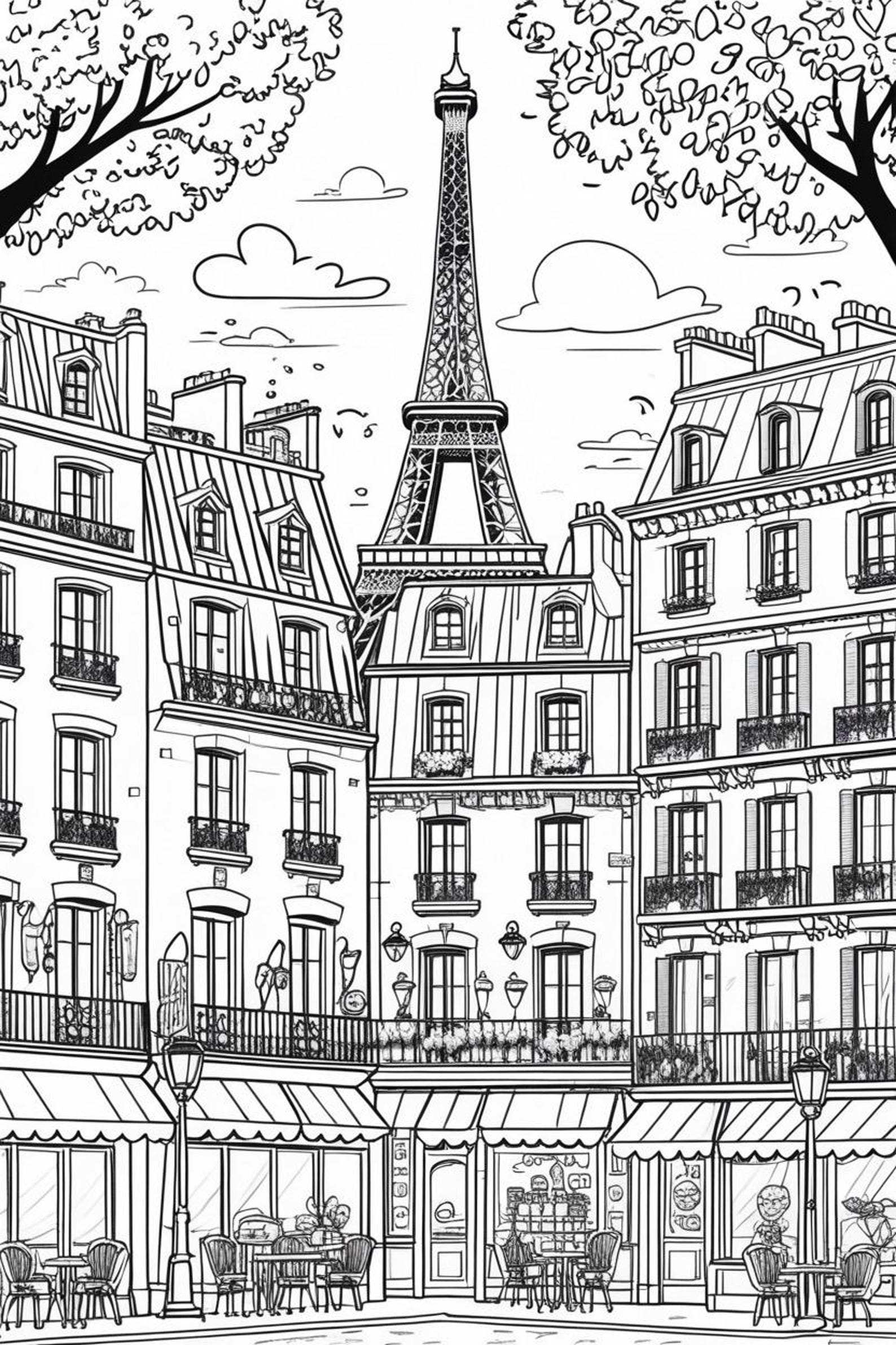 Paris Coloring Pages for Kids – Set of 20 Cute Printable Scenes ...