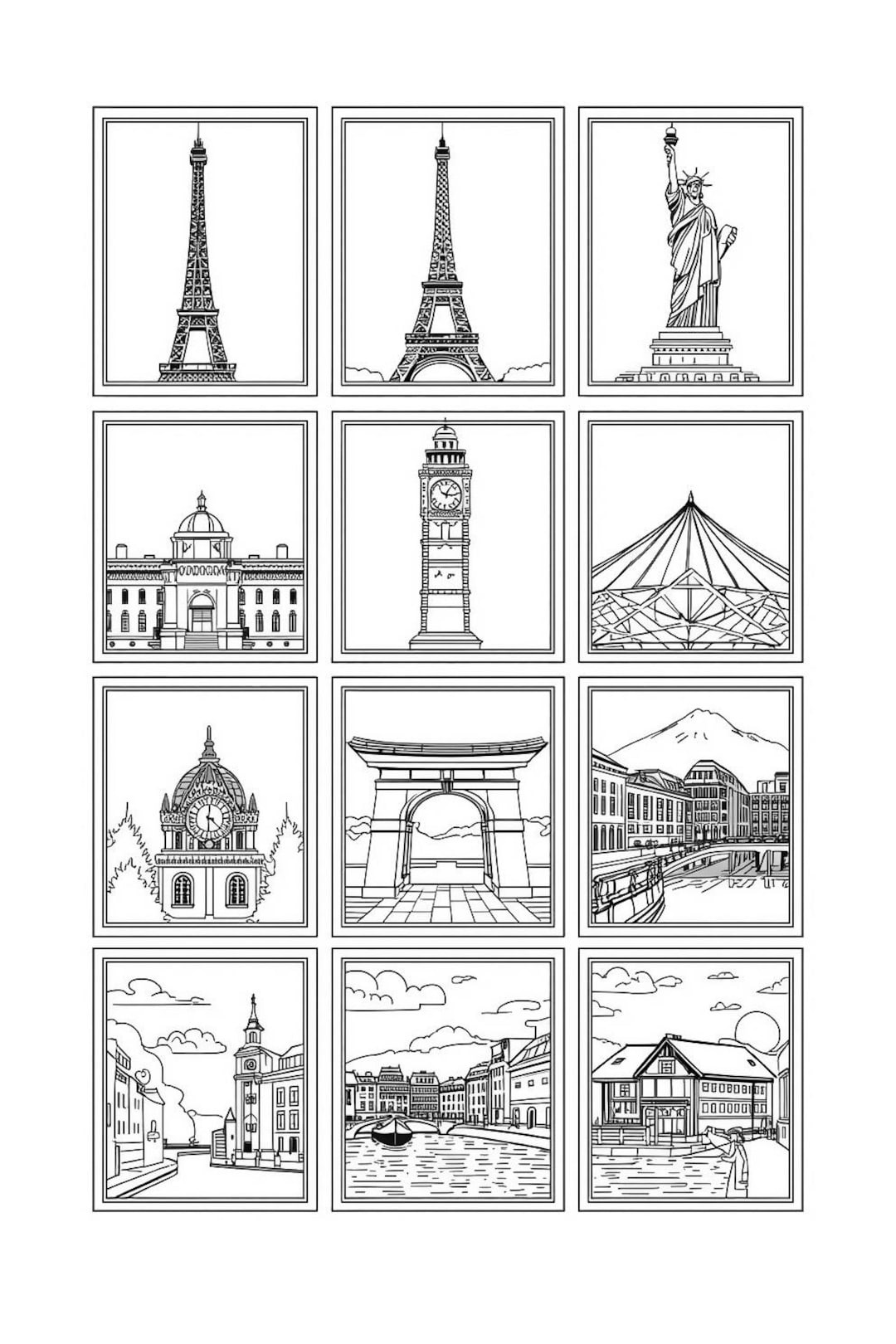 36 World Landmarks Coloring Pages | Printable Travel & Architecture Art ...