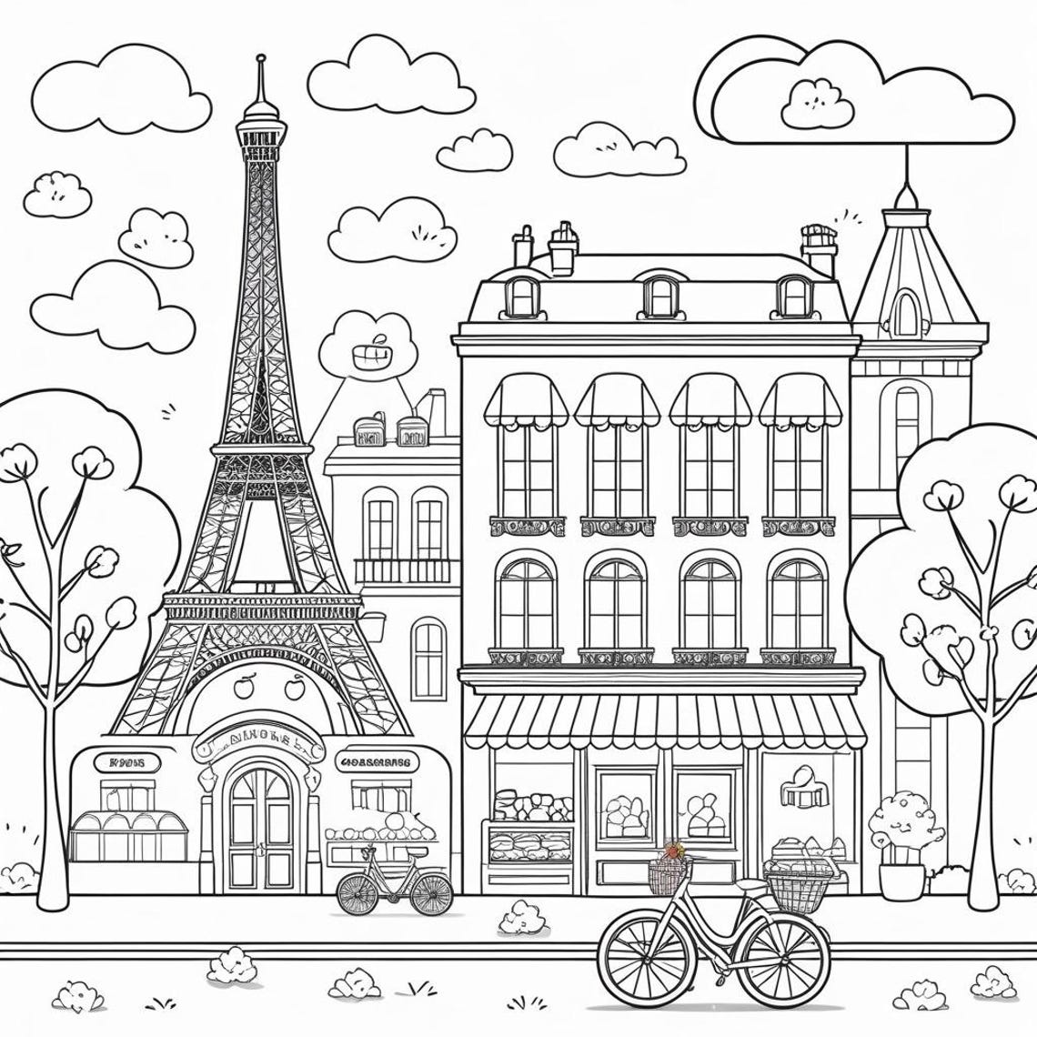 Paris Coloring Pages for Kids – Set of 20 Cute Printable Scenes ...