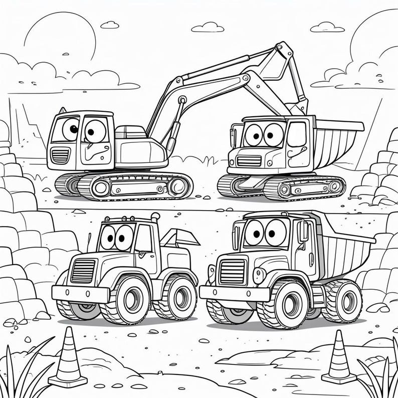 Truck & Construction Coloring Pages – 16 Fun Printable Sheets for Kids ...