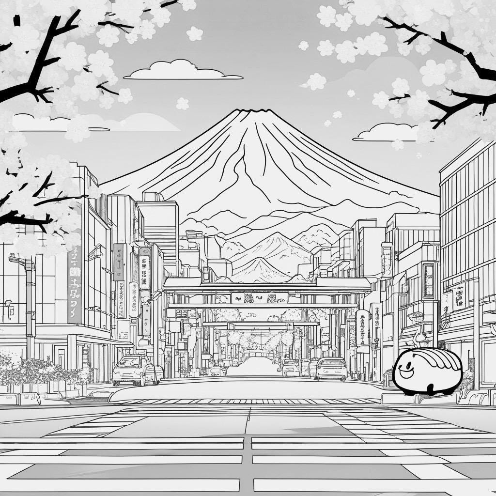 Tokyo Coloring Page for Kids – Fun Printable Scene With Cherry Blossoms ...