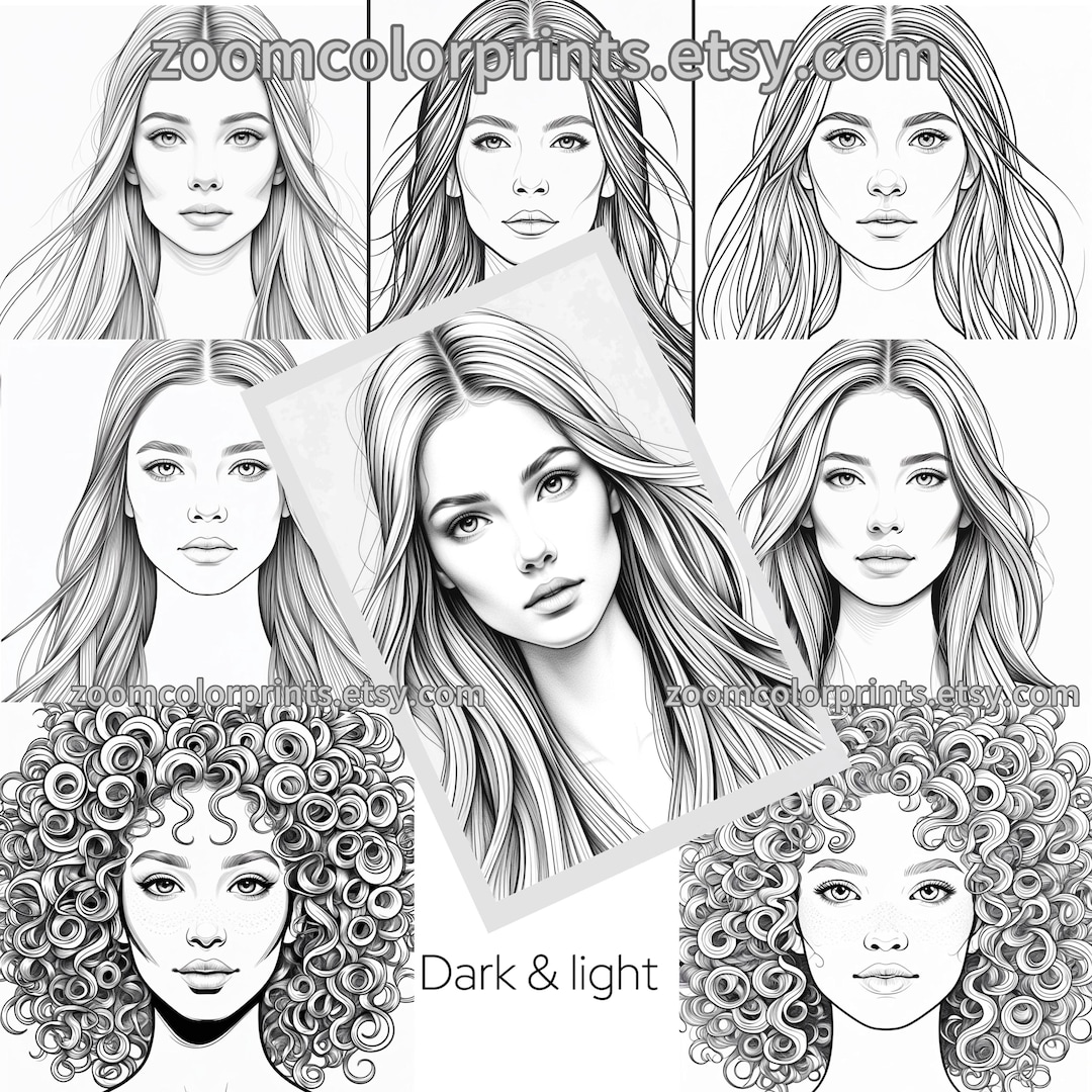 16 Girl Hair Coloring Pages | Curly Straight Hairstyles | Printable ...