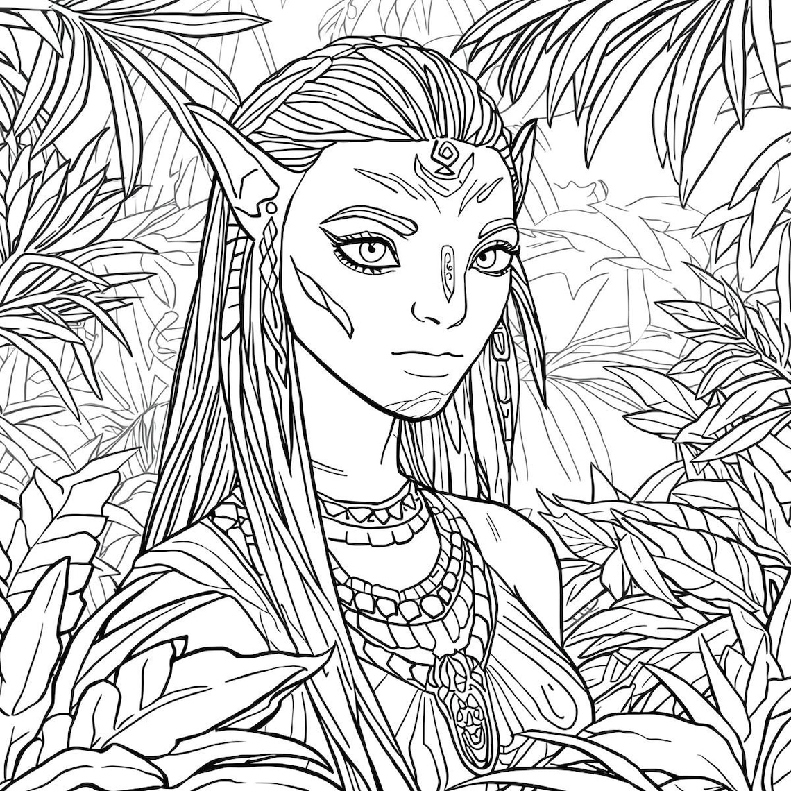 Fantasy Tribal Avatar Coloring Pages – Mystical Faces & Warrior ...
