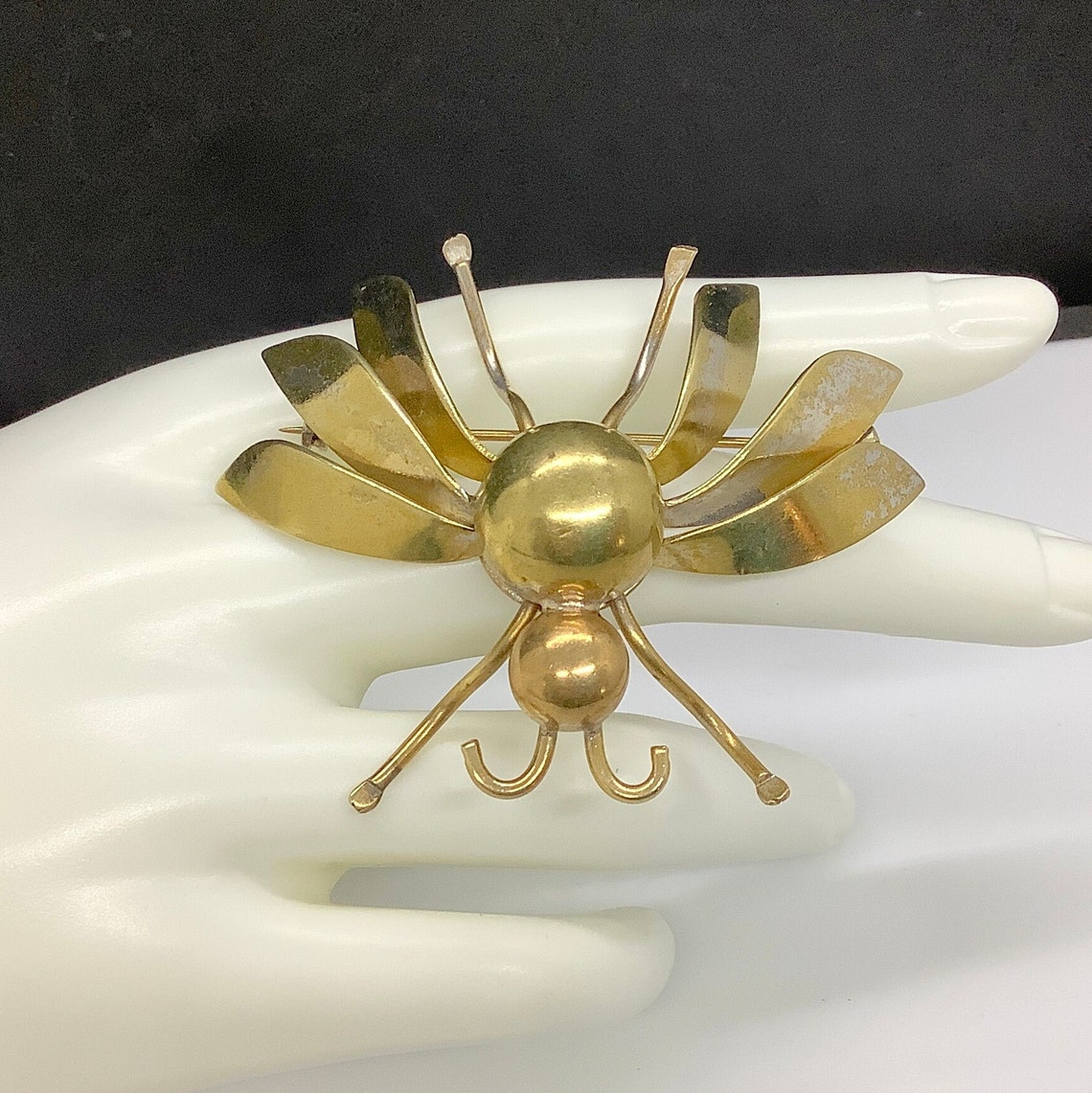 Big Beautiful Winged Insect Gold Brooch Vintage - Etsy