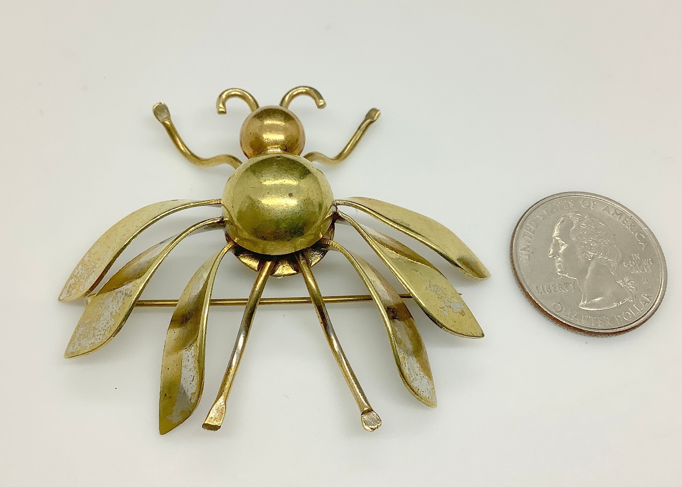 Big Beautiful Winged Insect Gold Brooch Vintage - Etsy