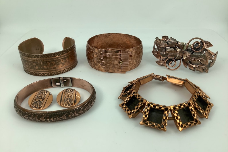 Bell Solid Copper Hinged Floral Clamper Bracelet - Leaves, Renoir ...