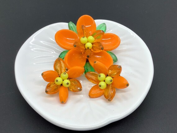 Vintage West Germany Orange, Yellow and Green Flower … - Gem