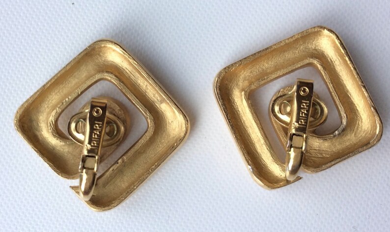 Gold Crown Trifari Greek Key Earrings - Etsy