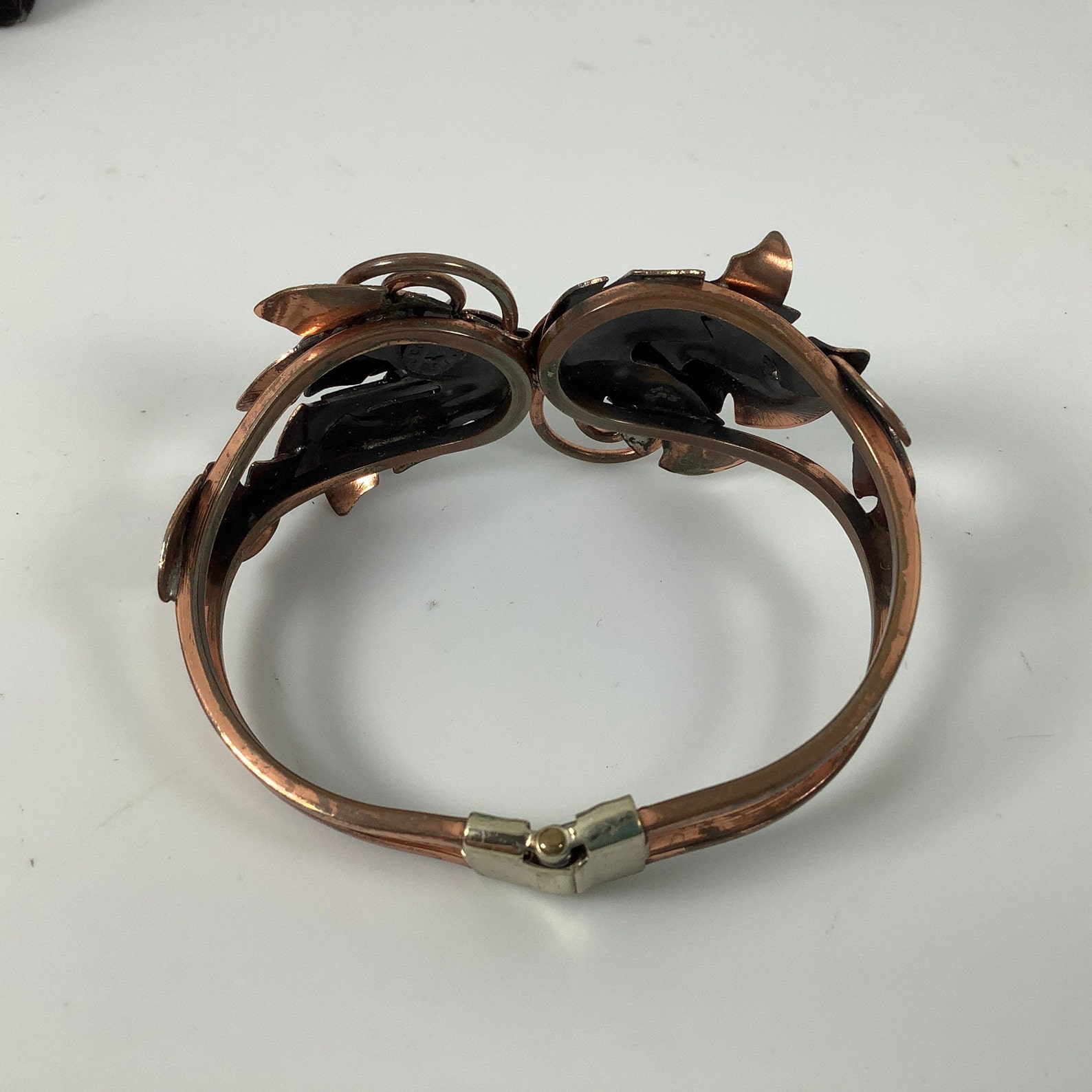 Bell Solid Copper Hinged Floral Clamper Bracelet Leaves - Etsy