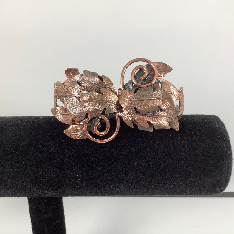 Bell Solid Copper Hinged Floral Clamper Bracelet Leaves - Etsy
