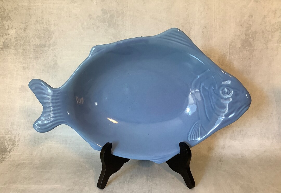 Vintage Hall Fish Serving Dish: Blue Ceramic Appetizer Plate - Etsy