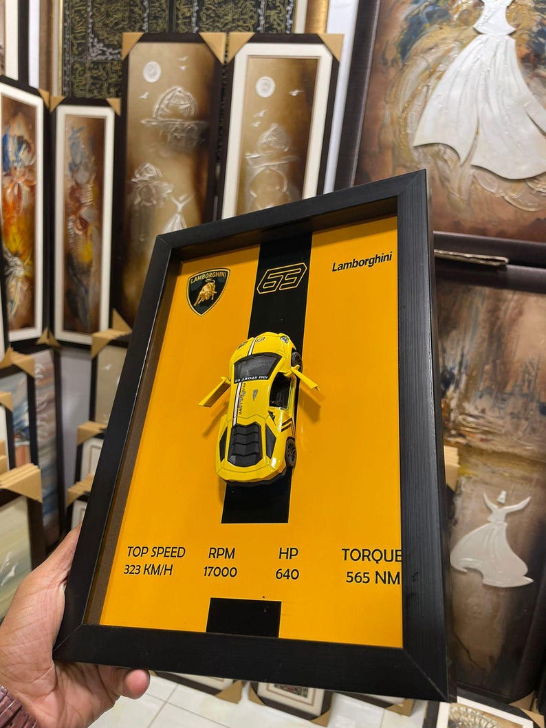 3D Sports Car Frame: Metal Alloy Supercar Model Wall Art - Etsy