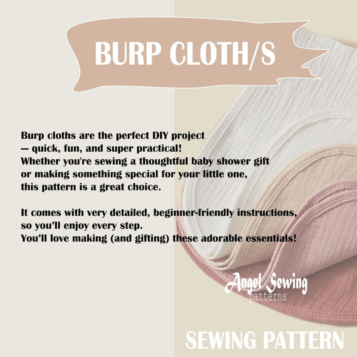BURP CLOTHS / Baby Burp Cloth PDF Patter / Sewn Gift for Newborn ...