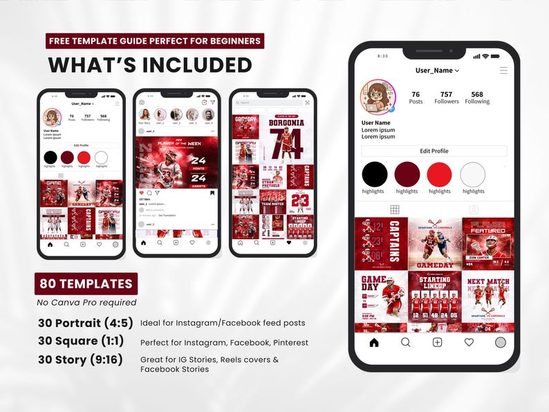 Lacrosse Social Media Templates | Instagram Sports Graphics | Game Day ...