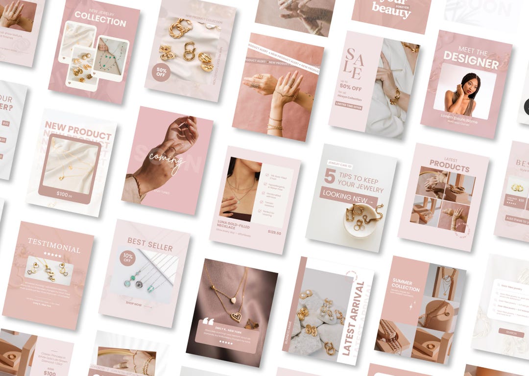 Jewelry Instagram Template | Jewelry Shop Business Social Media Kit ...