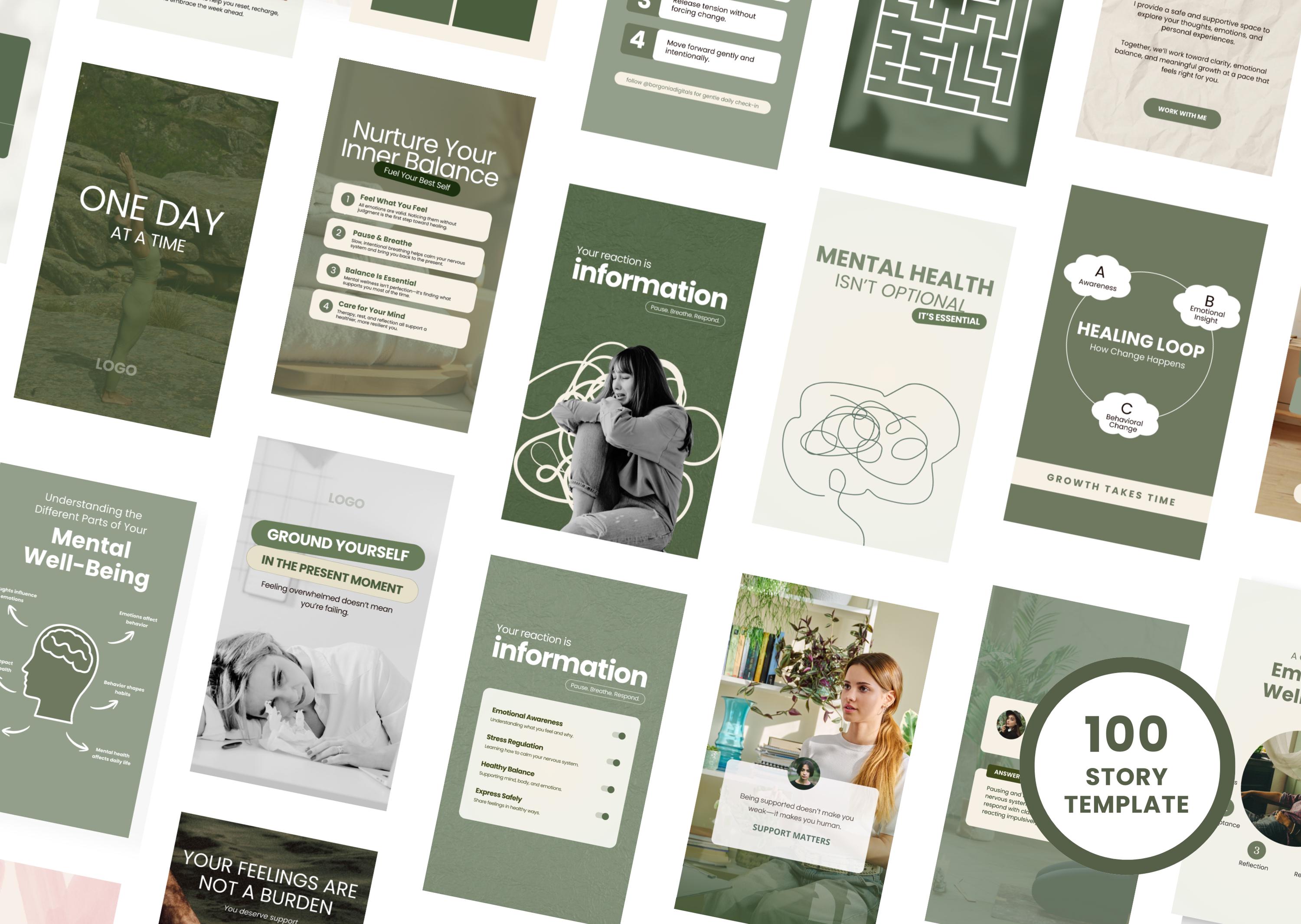 Therapist Instagram Templates for Psychologist Mental Health Coach ...