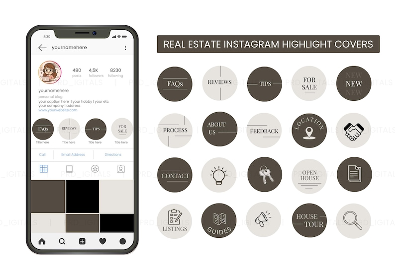 Real Estate Instagram Highlight Covers | Canva Template | Realtor ...