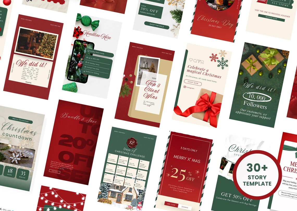 Christmas Canva Template Instagram Post & Story | Holiday Social Media ...