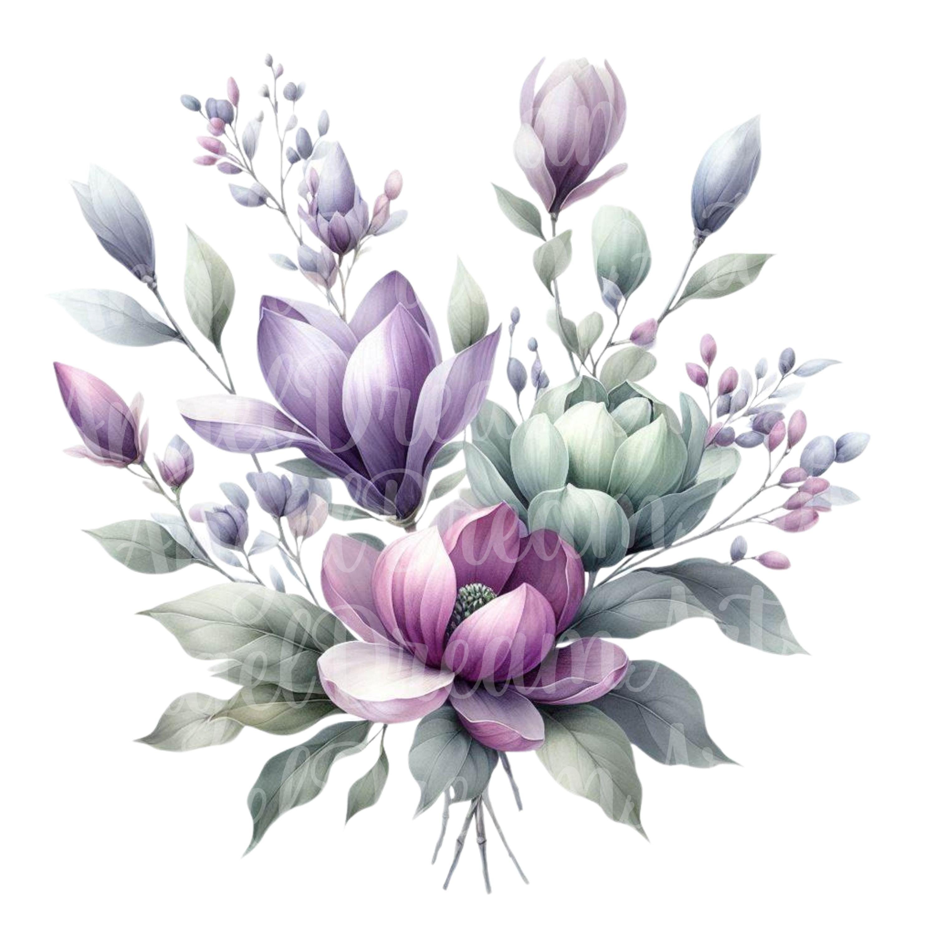 Watercolor Floral Clipart Set: Soft Pastel Flower Pngs (digital ...