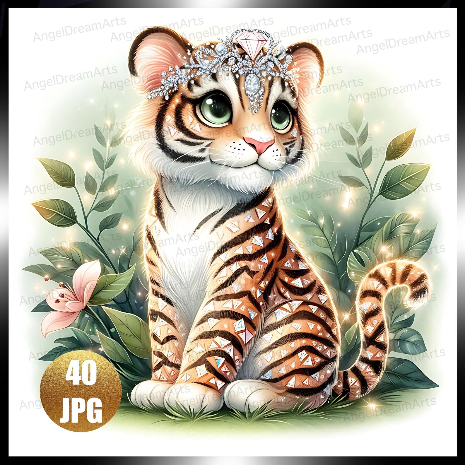 Whimsical Tiger Clipart Bundle: Watercolour 40 JPG for Junk Journal ...