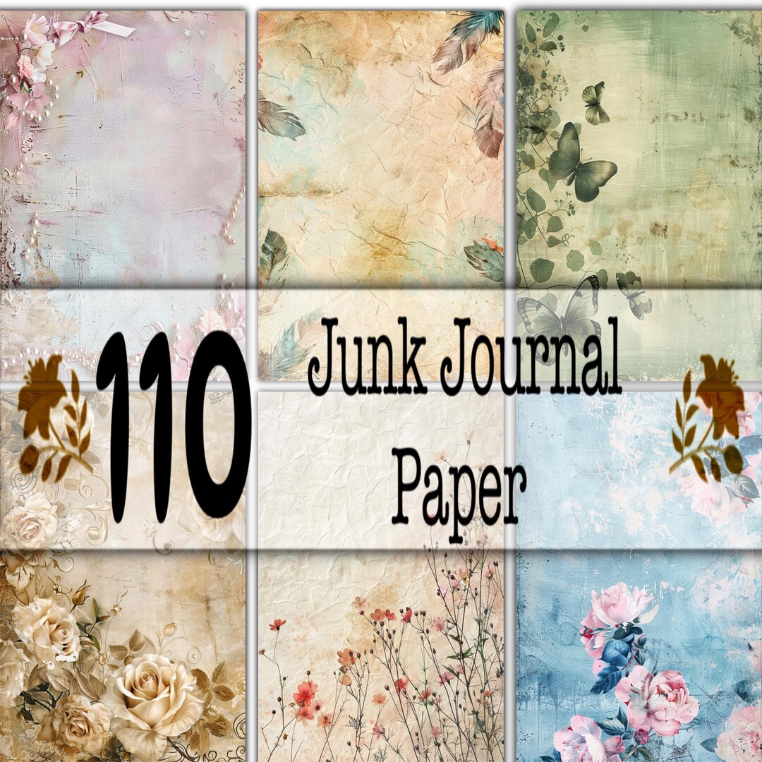 110 Junk Journal Pages Bundle – Printable 8.5x11 Inch Papers – Vintage ...