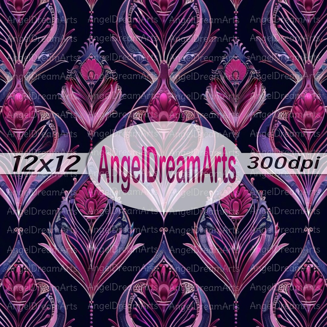 Gothic Floral Digital Paper: Purple & Magenta Fantasy Pattern (12x12 ...