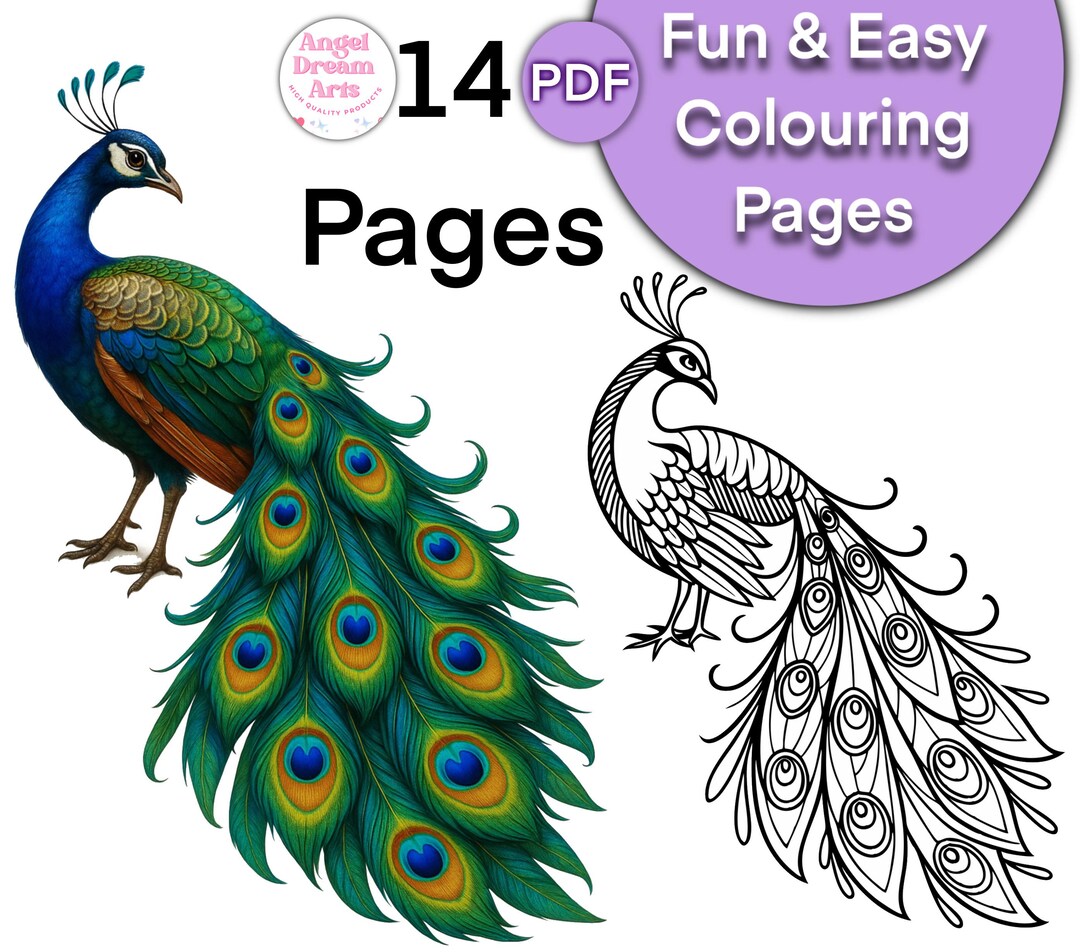 14 Fun and Easy Colouring Pages, Digital Colour Book for All Ages, PDF ...