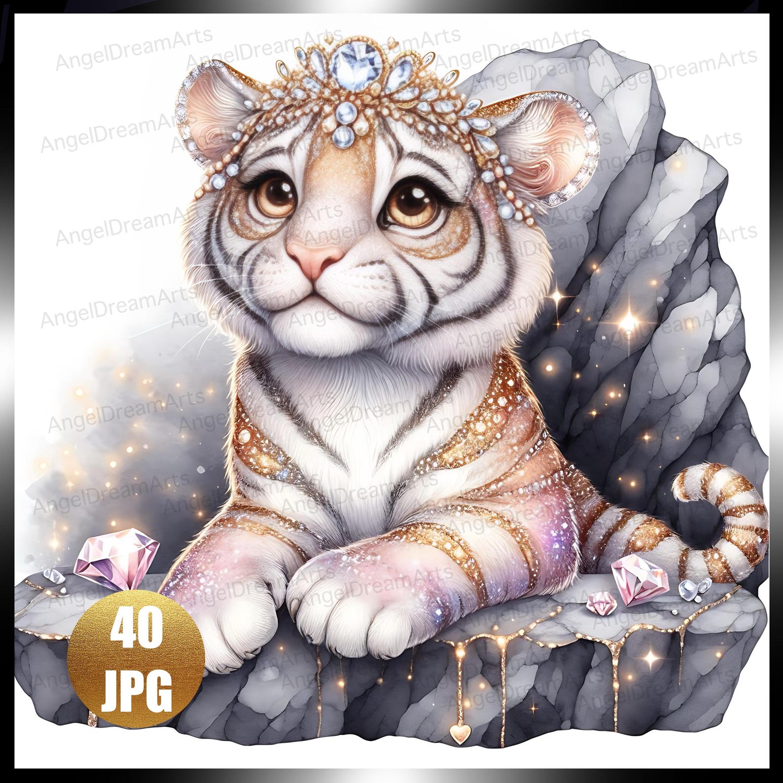 Whimsical Tiger Clipart Bundle: Watercolour 40 JPG for Junk Journal ...