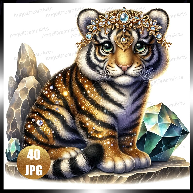 Whimsical Tiger Clipart Bundle: Watercolour 40 JPG for Junk Journal ...
