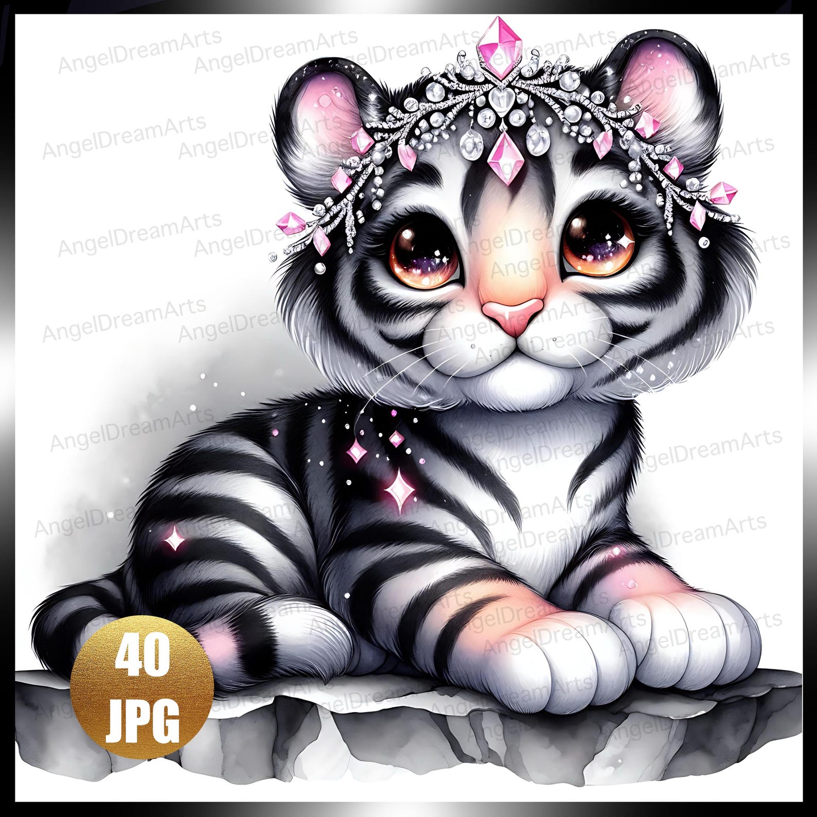 Whimsical Tiger Clipart Bundle: Watercolour 40 JPG for Junk Journal ...