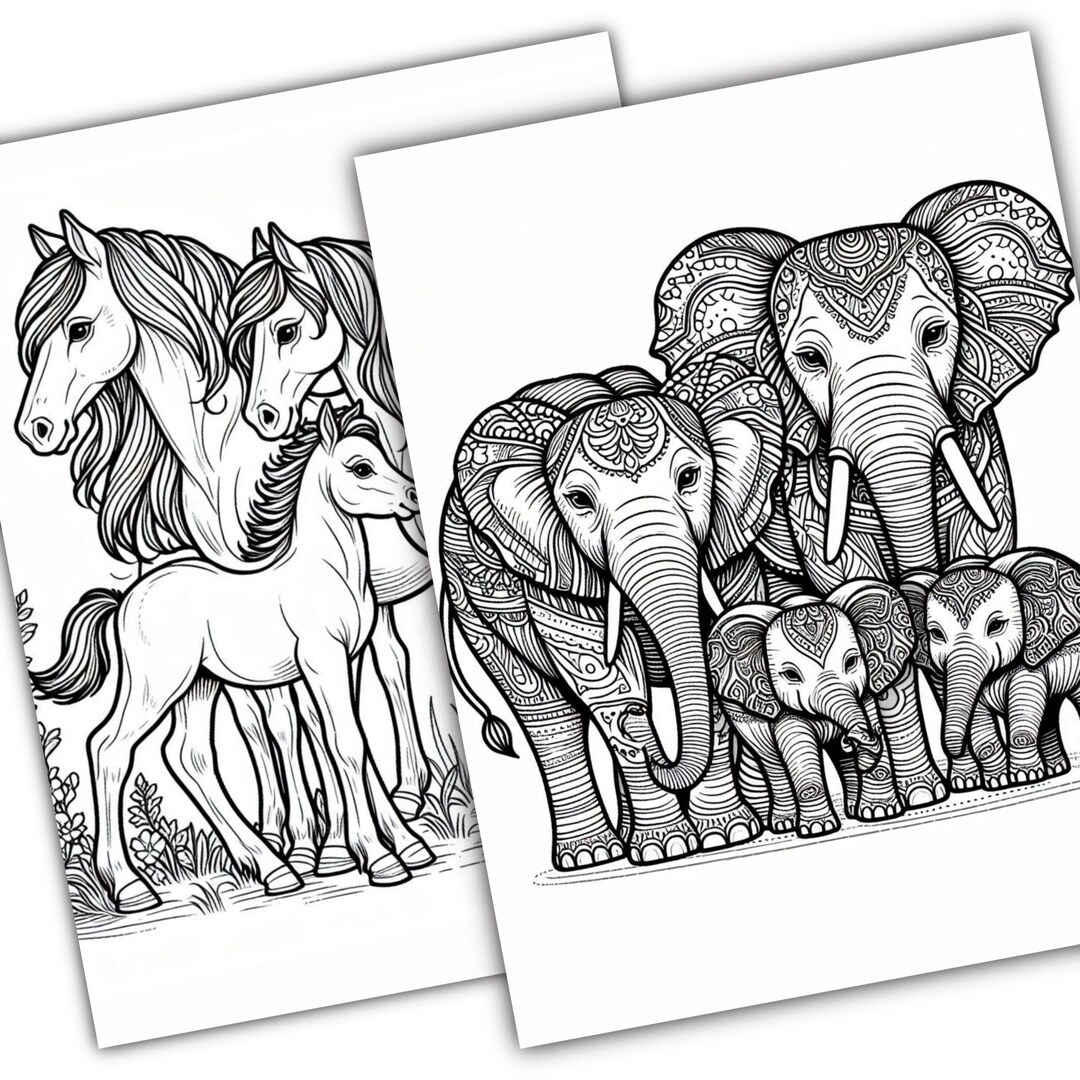 Animal Family Coloring Book PDF | 10 Cute Printable Pages for Kids ...