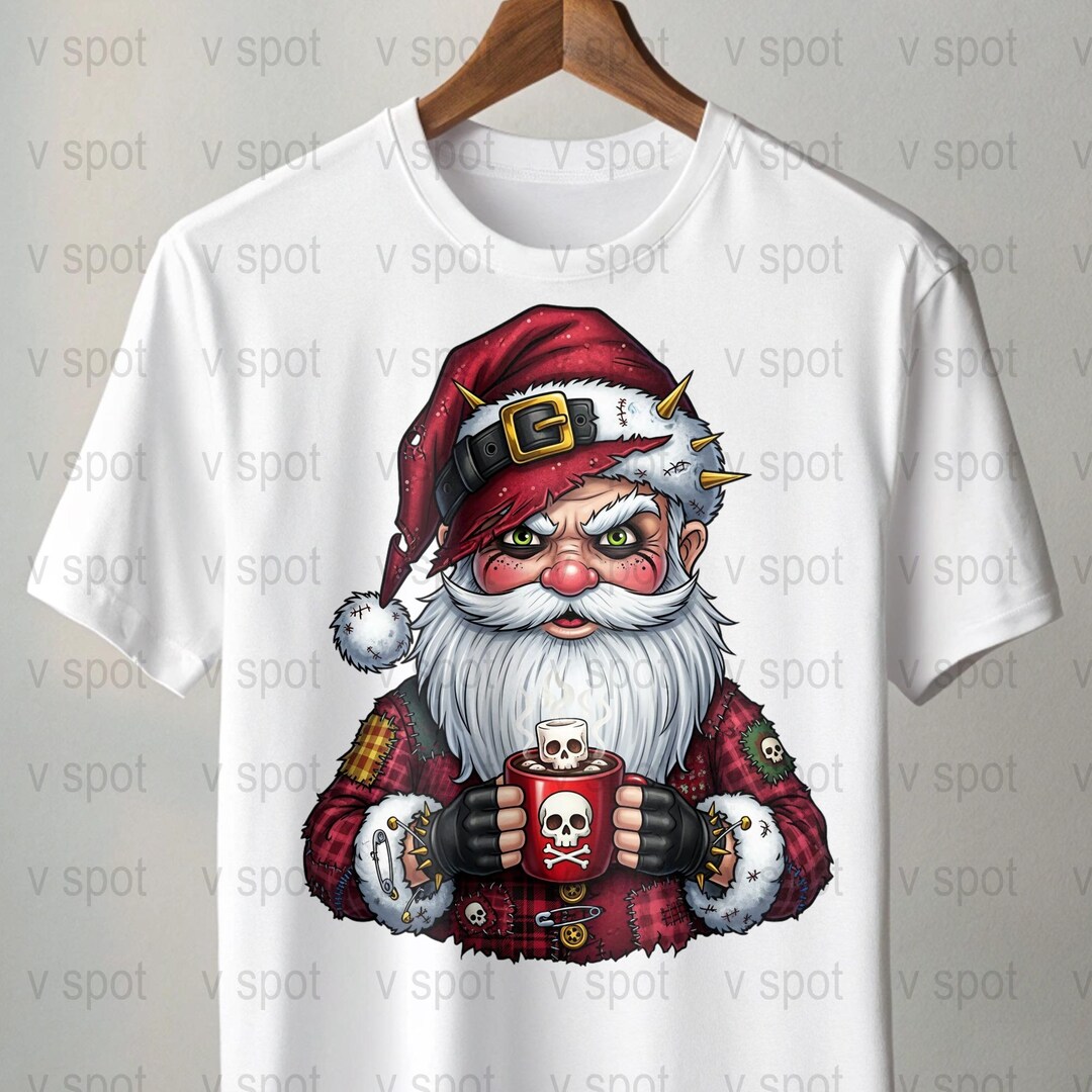 Punk Santa Digital Art, Santa With Spikes, Grumpy Santa Image, Hot ...