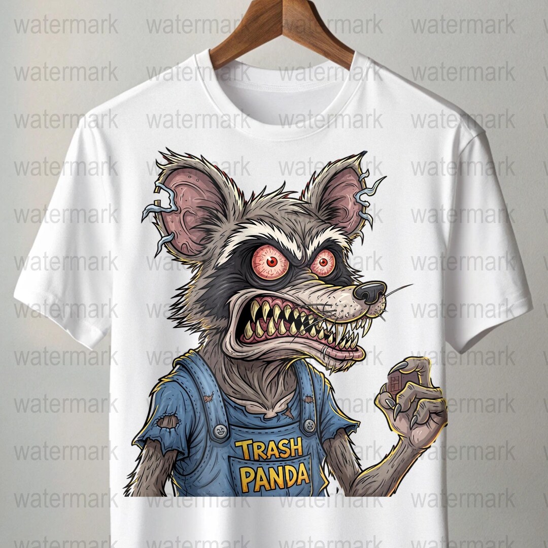 Angry Raccoon Digital, Trash Panda Art, Cartoon Animal Image, Funny ...
