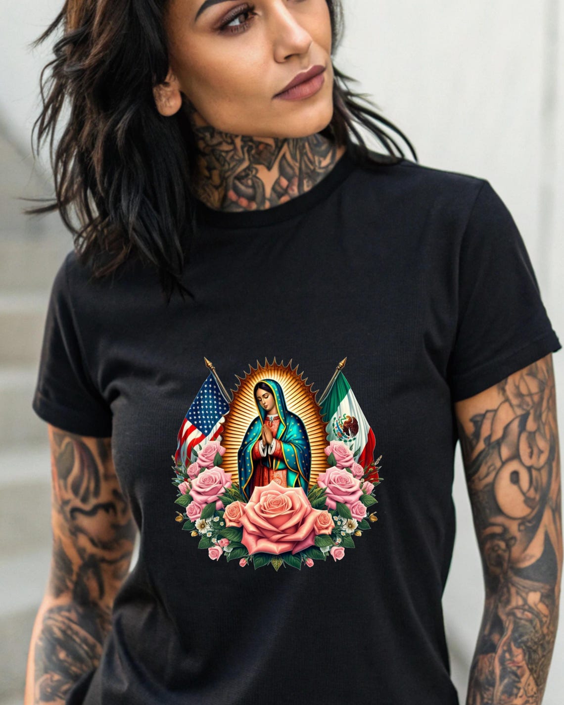 Our Lady Guadalupe Floral Flags, Religious Printable Art (digital ...