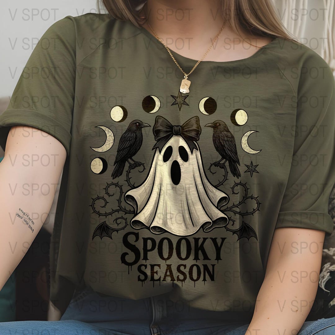 Halloween Ghost PNG: Crows, Moon Phases, Gothic Design (4K Download - Etsy