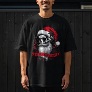 Santa Skull Digital Download, Christmas Halftone Design, Black Print ...