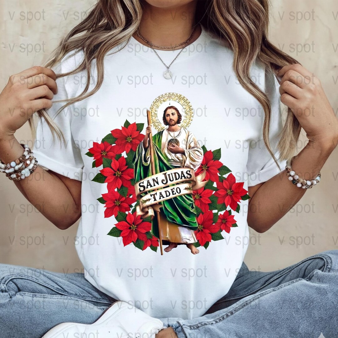 Saint Jude Art Print, Poinsettia Floral Design (digital Download) - Etsy
