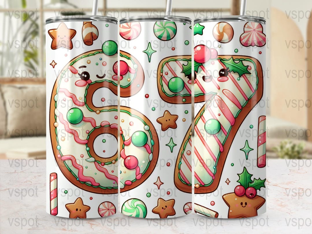 Sixty Seven Birthday Tumbler Wrap, Cookie Numbers Design, Fun Digital ...